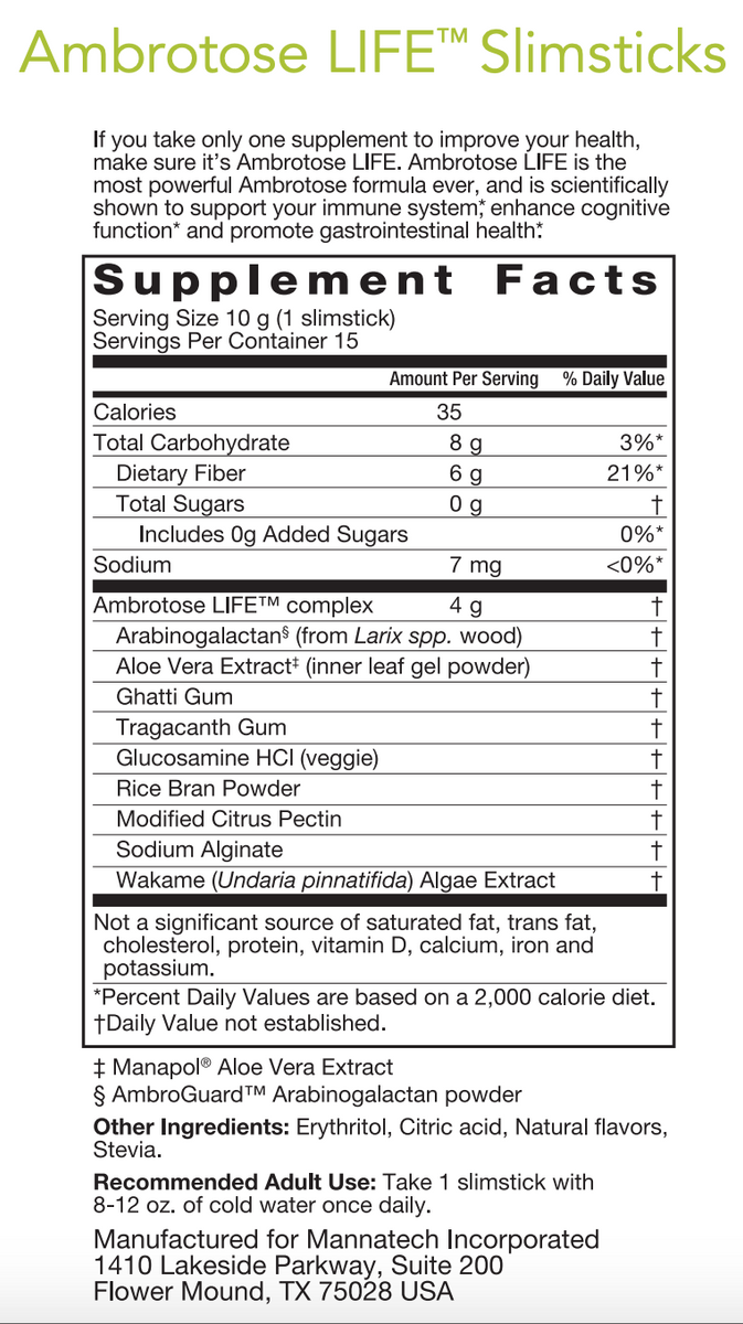 Ambrotose LIFE Slimsticks (15 Slimsticks) – Mannatech Independent Associate